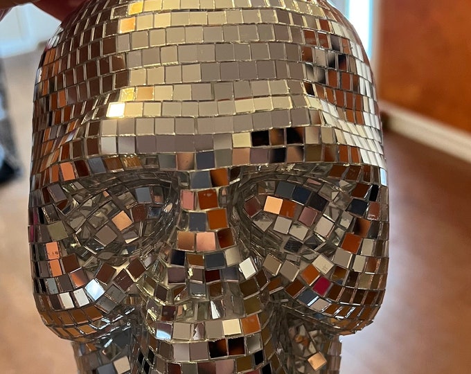 Disco Ball Mirrored Tiled Skull;sparkly Skull, Halloween Decoration ...