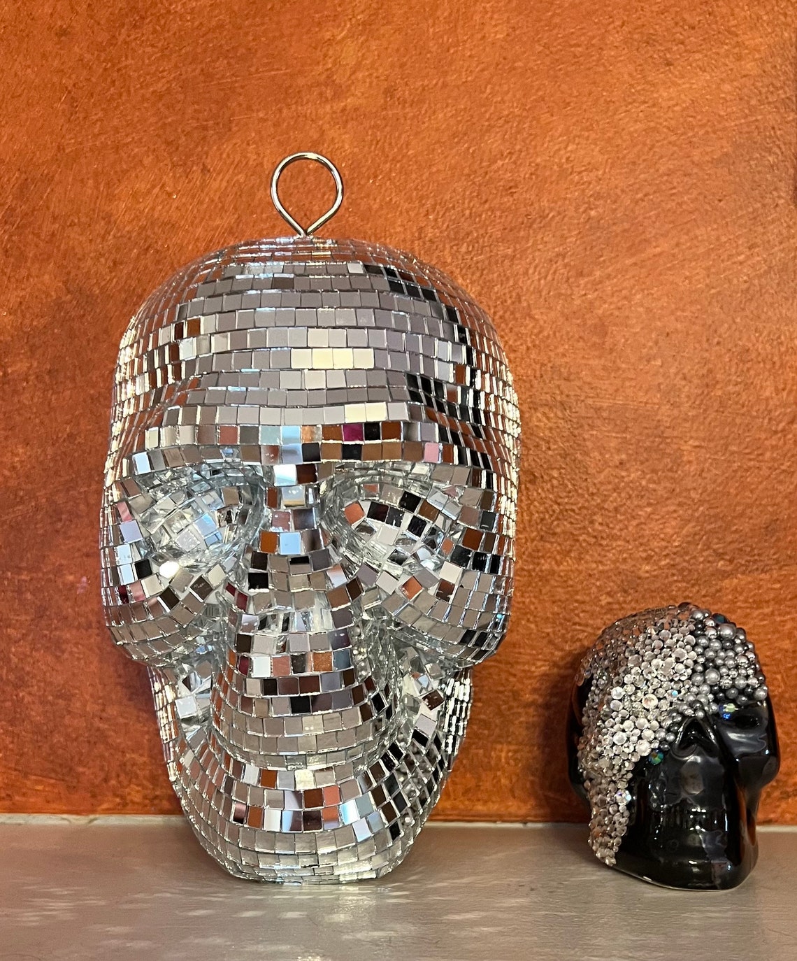 Disco Ball Mirrored Tiled Skullsparkly Skull, Halloween Decoration Home ...