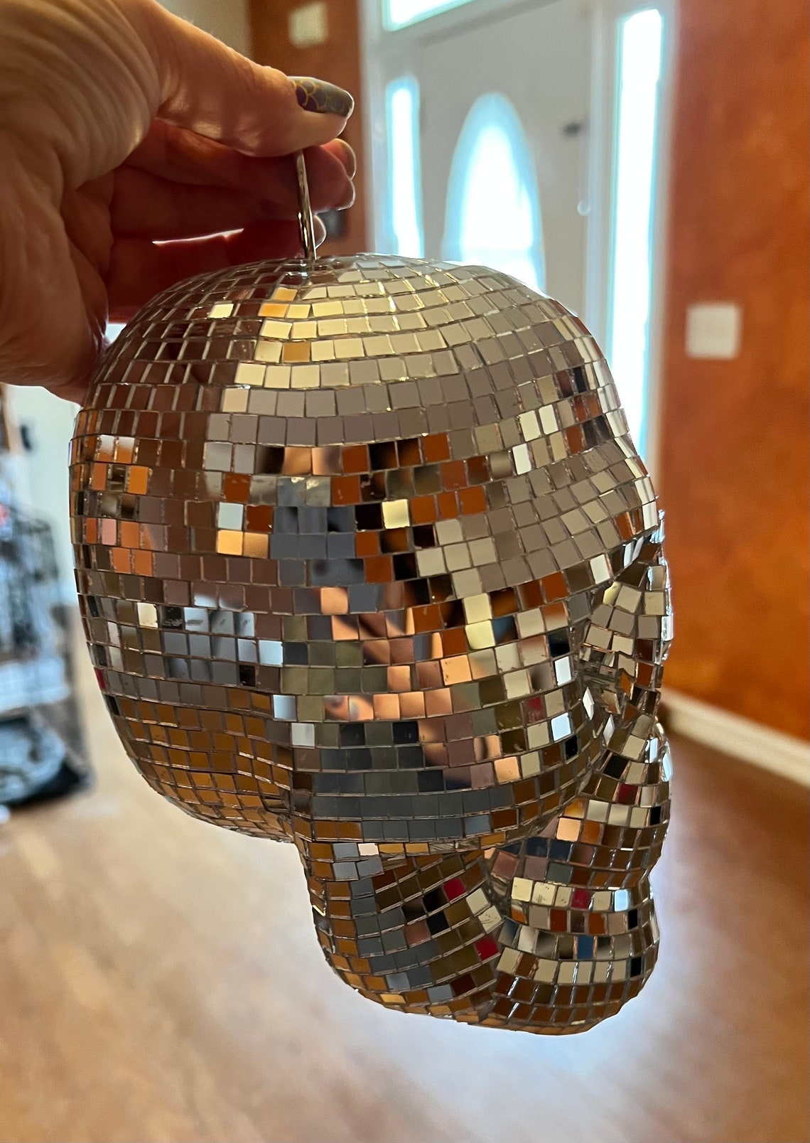 Disco Ball Mirrored Tiled Skullsparkly Skull, Halloween Decoration Home ...