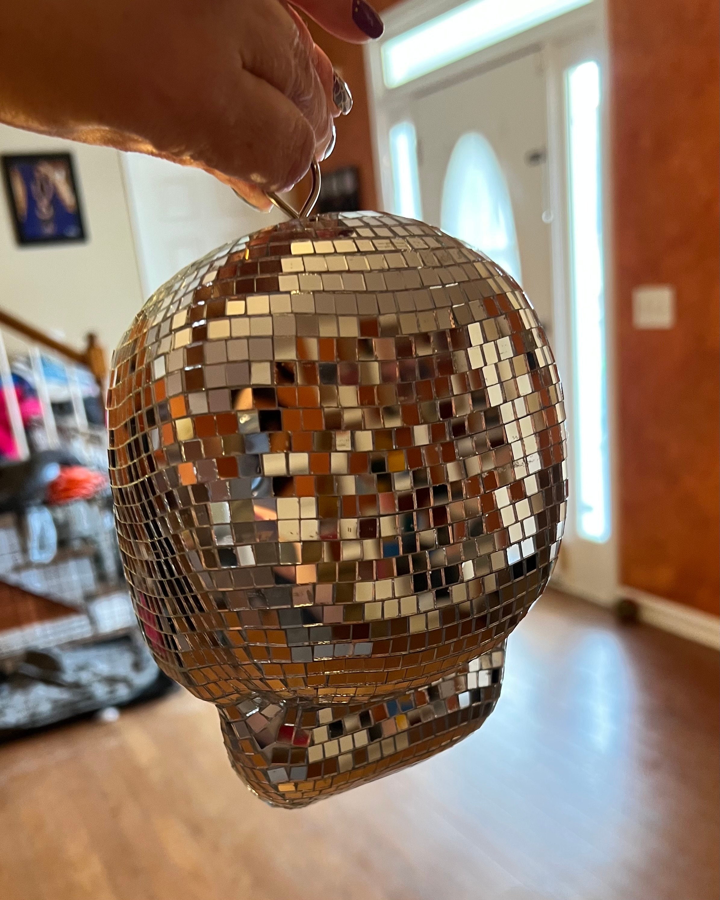 Disco Ball Mirrored Tiled Skullsparkly Skull, Halloween Decoration Home ...