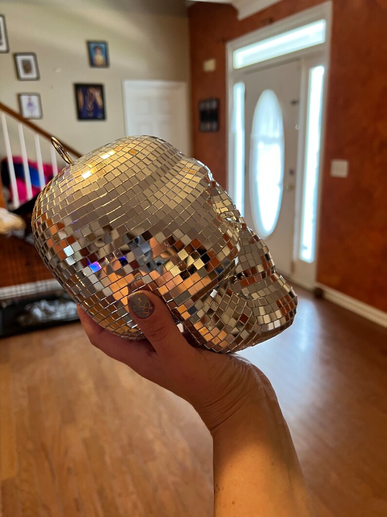 Disco Ball Mirrored Tiled Skullsparkly Skull, Halloween Decoration Home ...