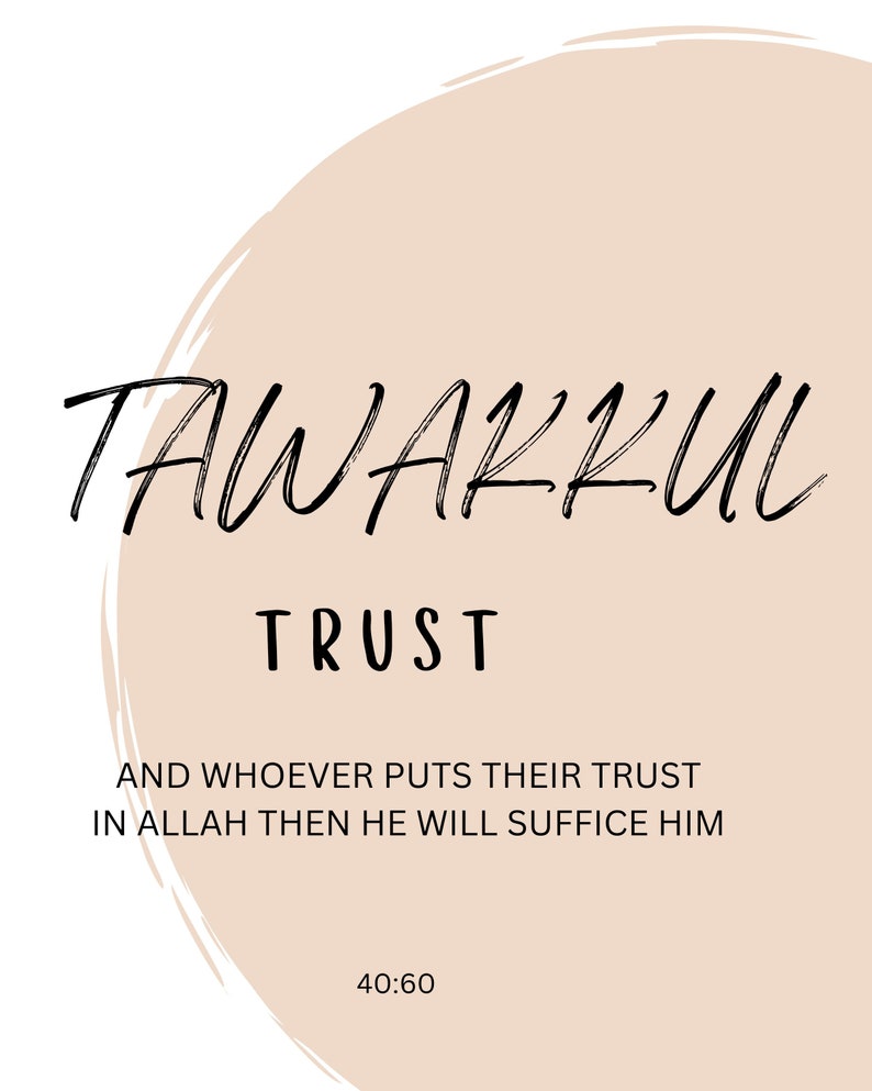 Sabr Patience Poster, Trust in Allah Tawakkul Wall Art, Muslim Prayer ...