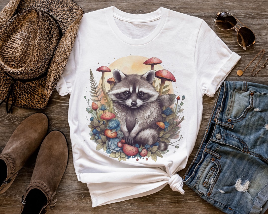 Cottage Core Raccoon Shirt, Cottagecore Mushroom, Goblincore, Camping ...