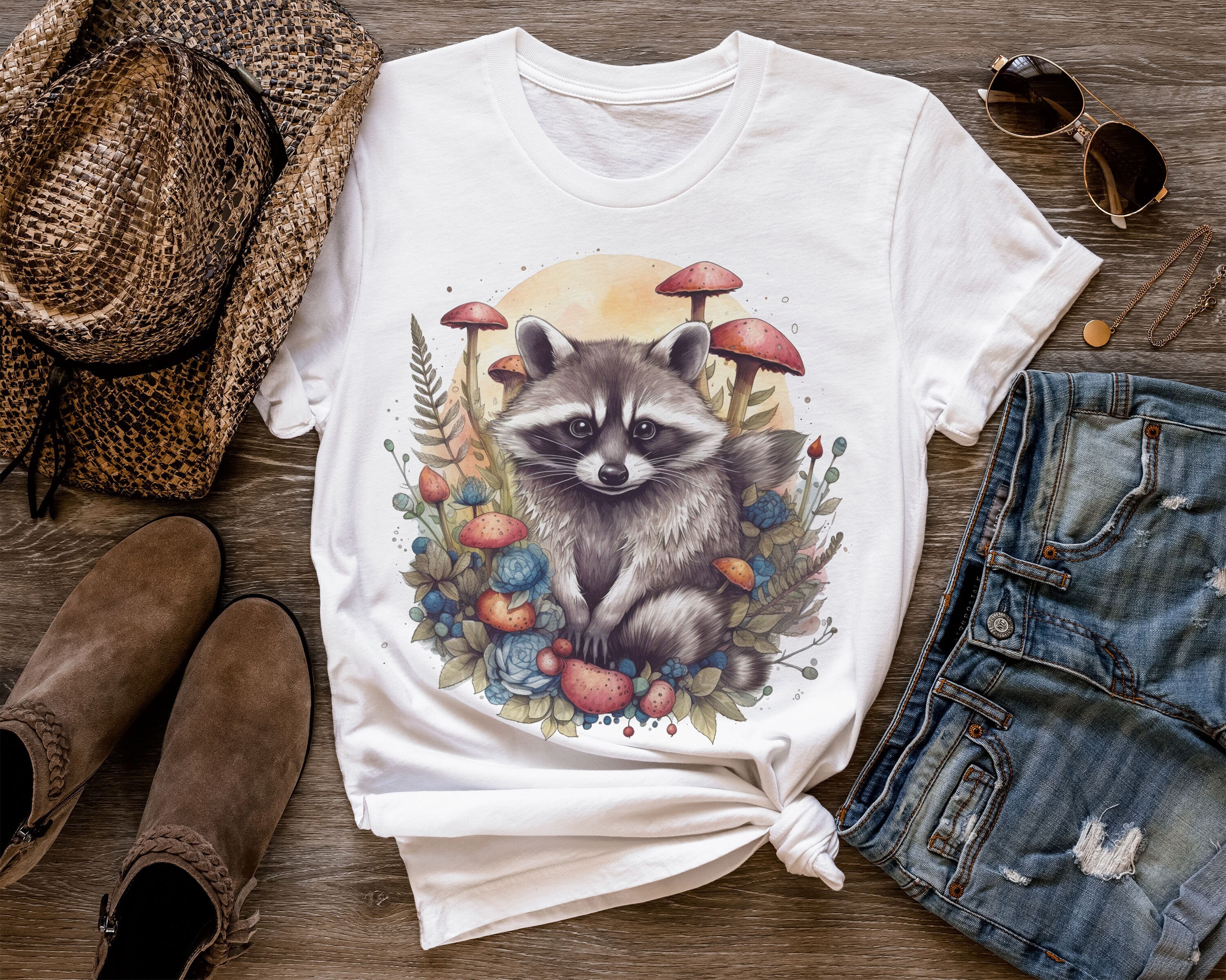 Cottage Core Raccoon Shirt, Cottagecore Mushroom, Goblincore, Camping ...