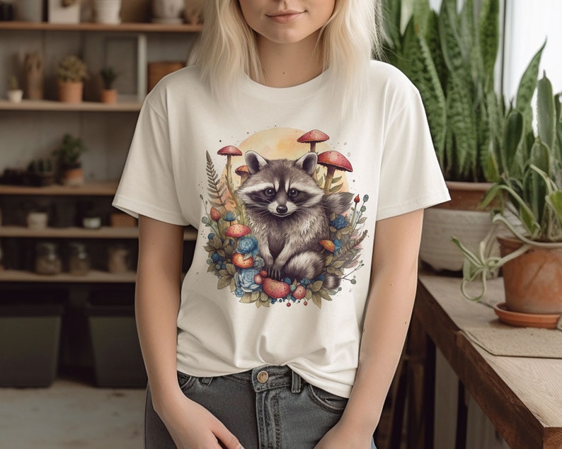 Cottage Core Raccoon Shirt, Cottagecore Mushroom, Goblincore, Camping ...