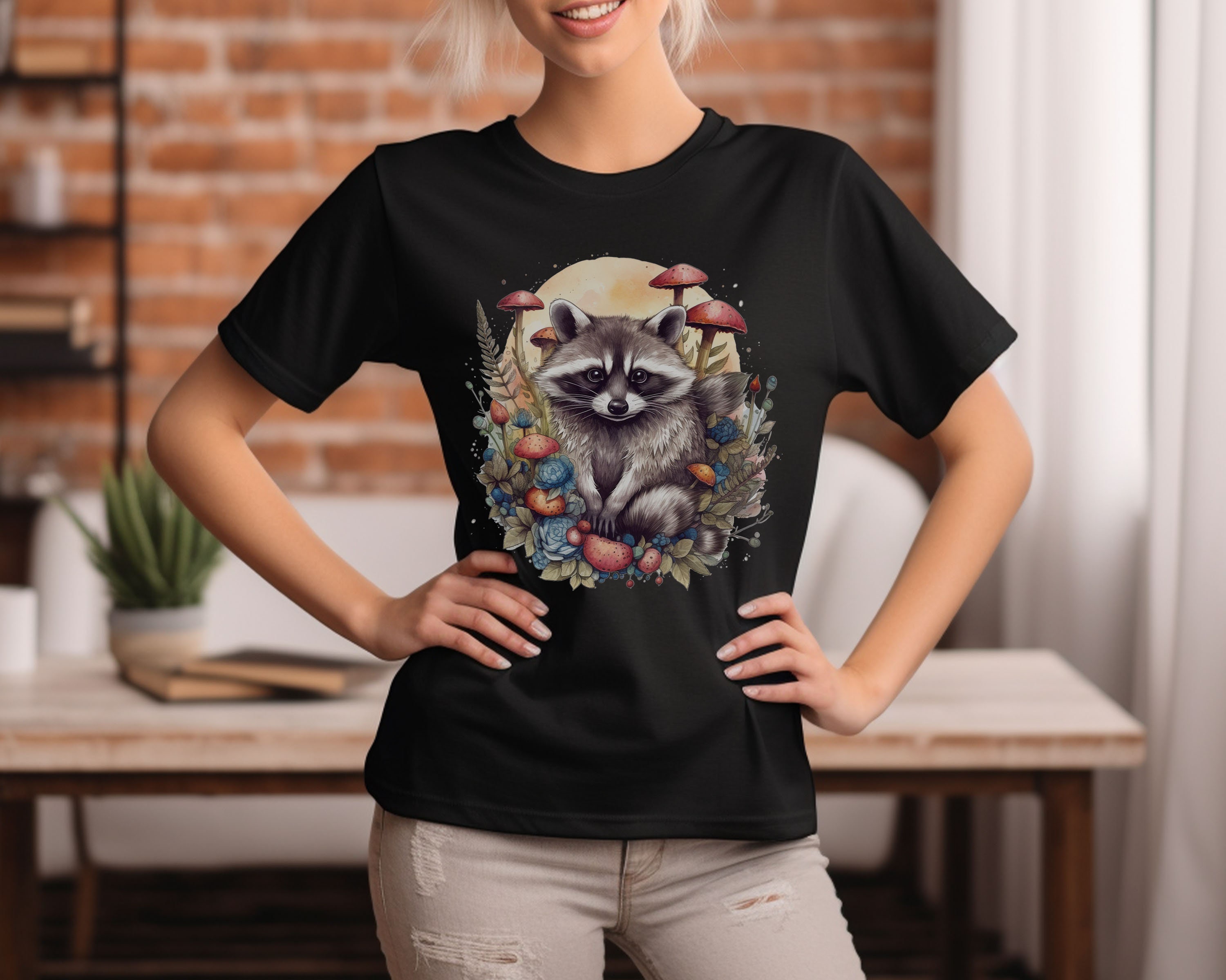 Cottage Core Raccoon Shirt, Cottagecore Mushroom, Goblincore, Camping ...