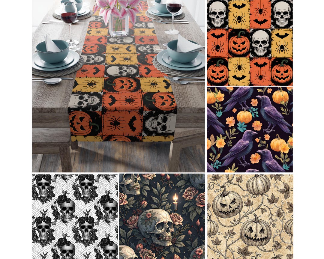 Vintage Halloween Table Runner, Cotton, Spooky Halloween Decor, Jack O ...