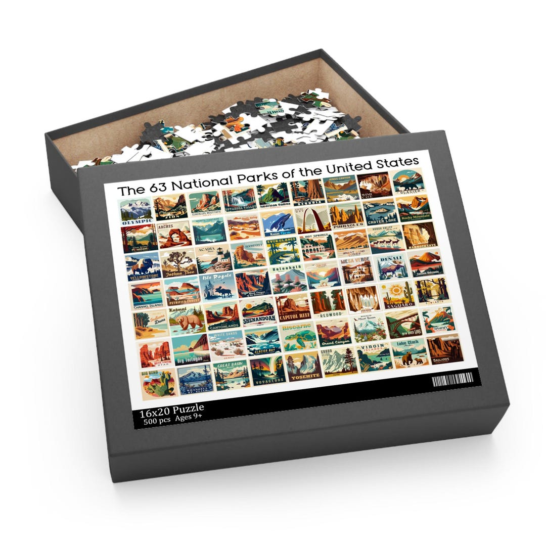 National Parks Puzzle: 63 US Parks, Travel Gift (120/252/500-piece) - Etsy