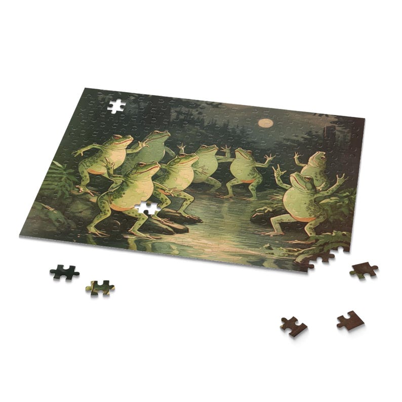 Frog Meeting Jigsaw Puzzle: Funny Goblincore Office Decor - Etsy