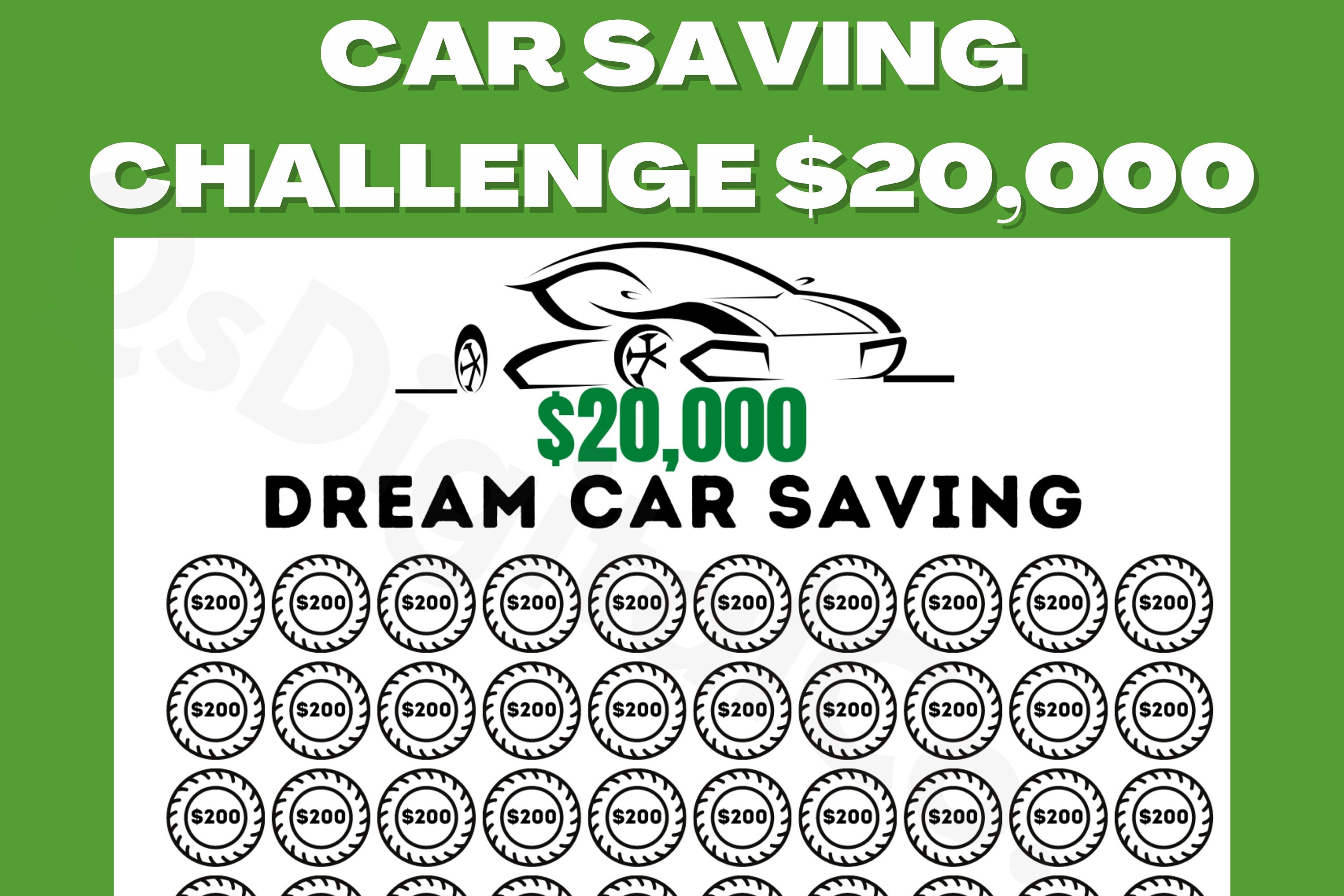 20K Car Funds Challenge Printable, Save 20000 Dollars, Car Money ...