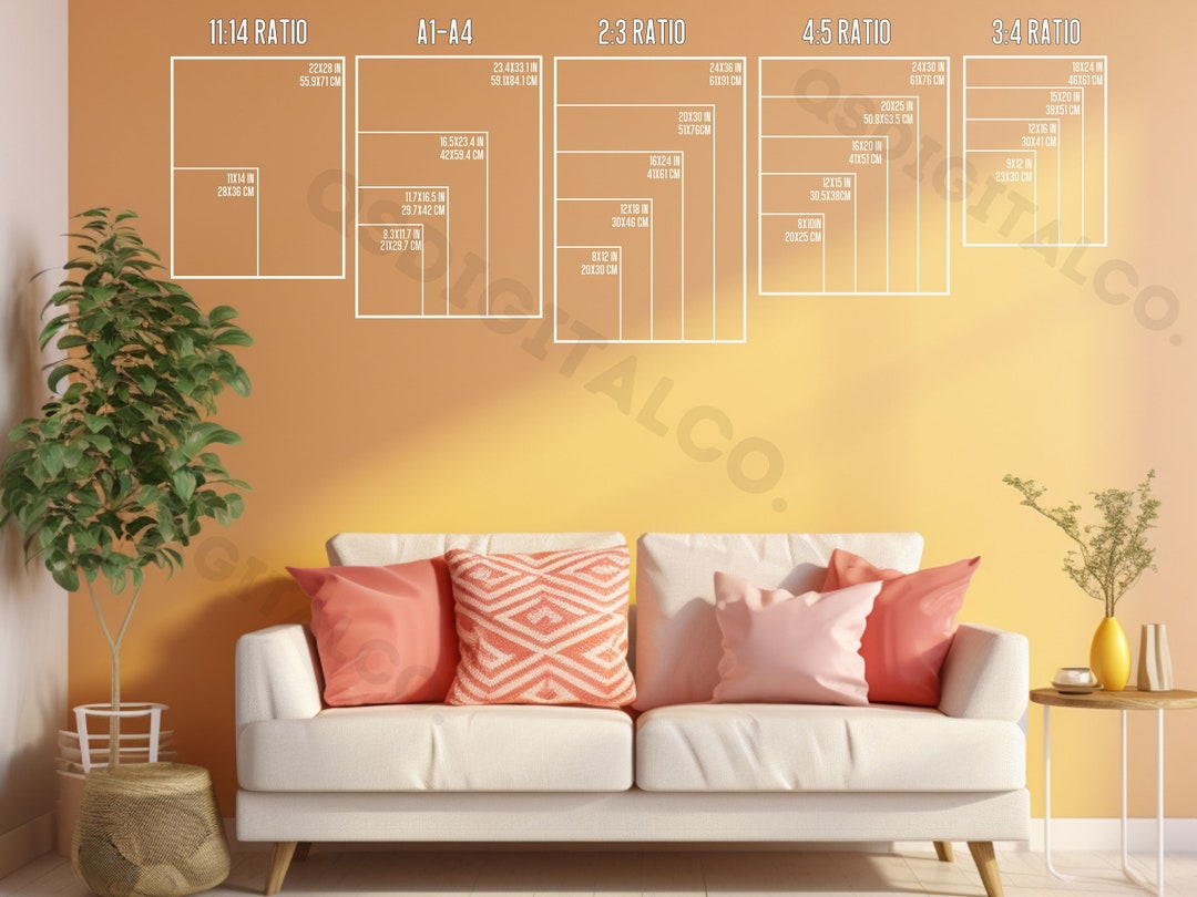 Wall Art Size Guide, Print Size Guide, Wall Art Ratio Guide, Frame Size ...