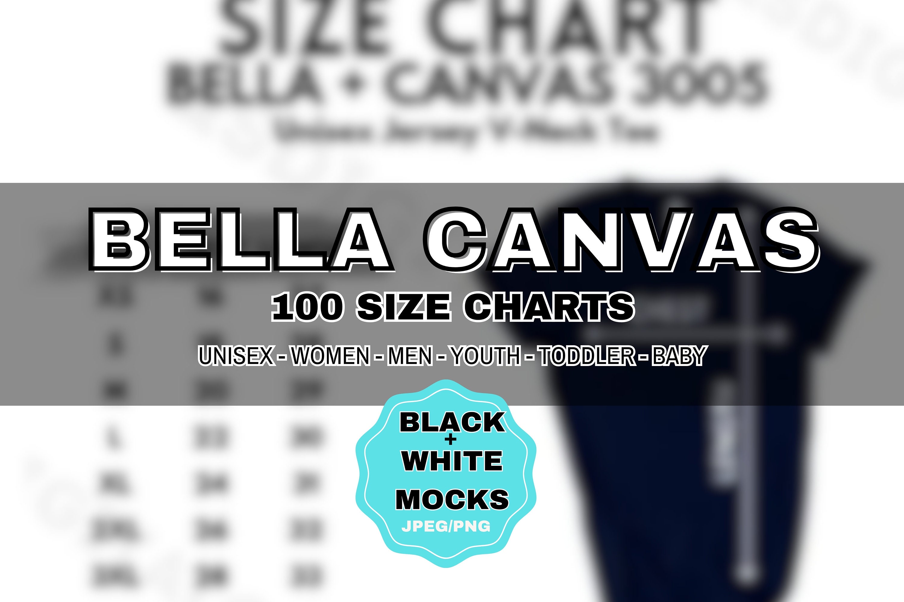 Bella Canvas Size Charts BUNDLE Bella Canvas Size Guide - Etsy