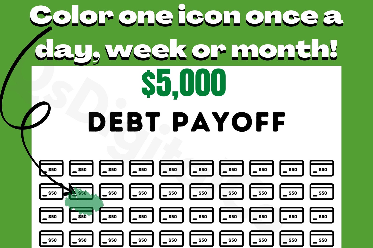 Debt Payoff Challenge Printable, Save 5000, 5K Debt Free Saving, Money ...