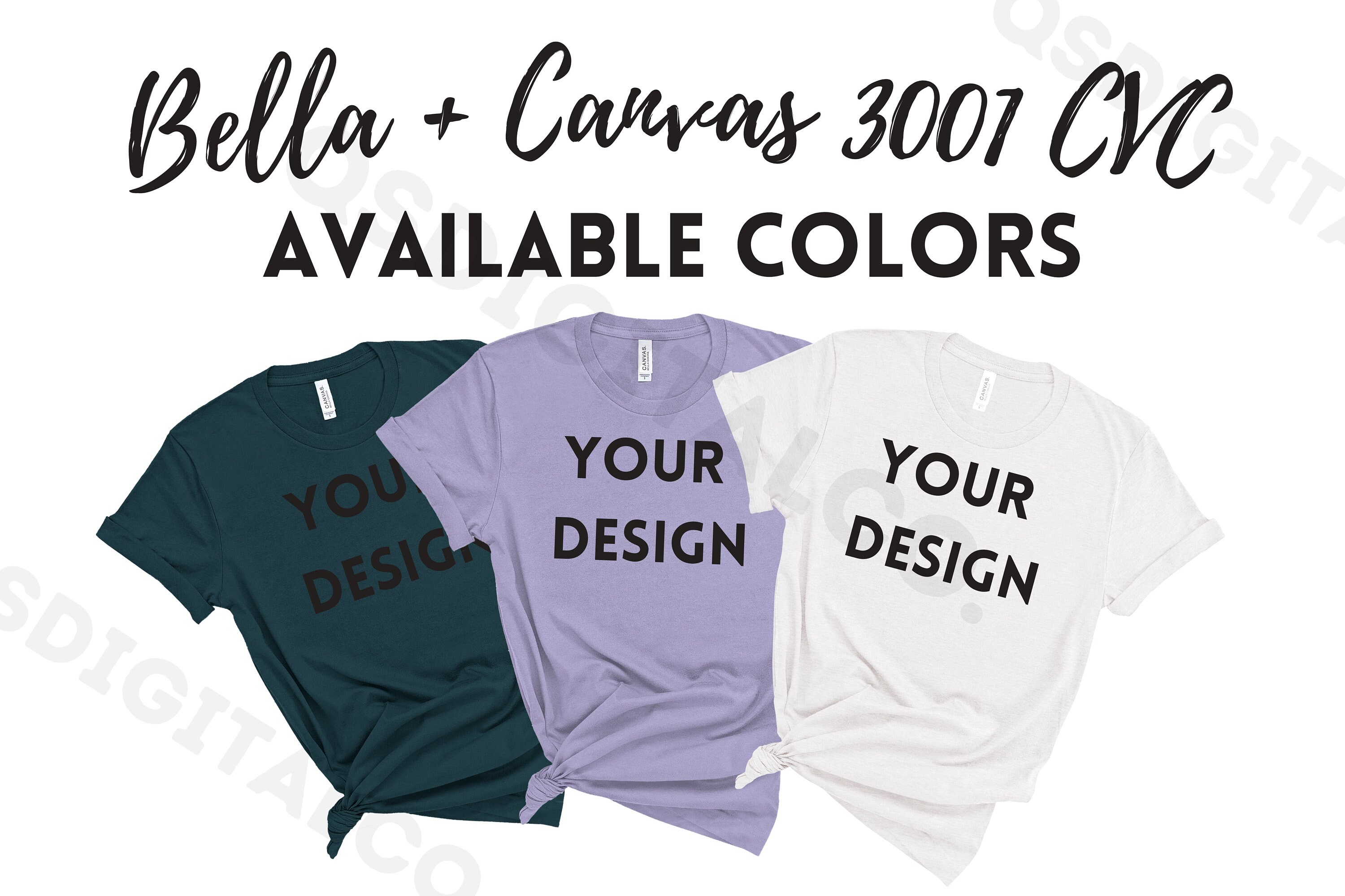 Editable Bella Canvas 3001 CVC Color Chart, BC 3001 Color Chart, Bella ...