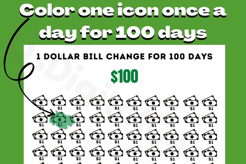 Mini Saving Challenge Printable, Save 100 Dollars in 100 Days, Money ...