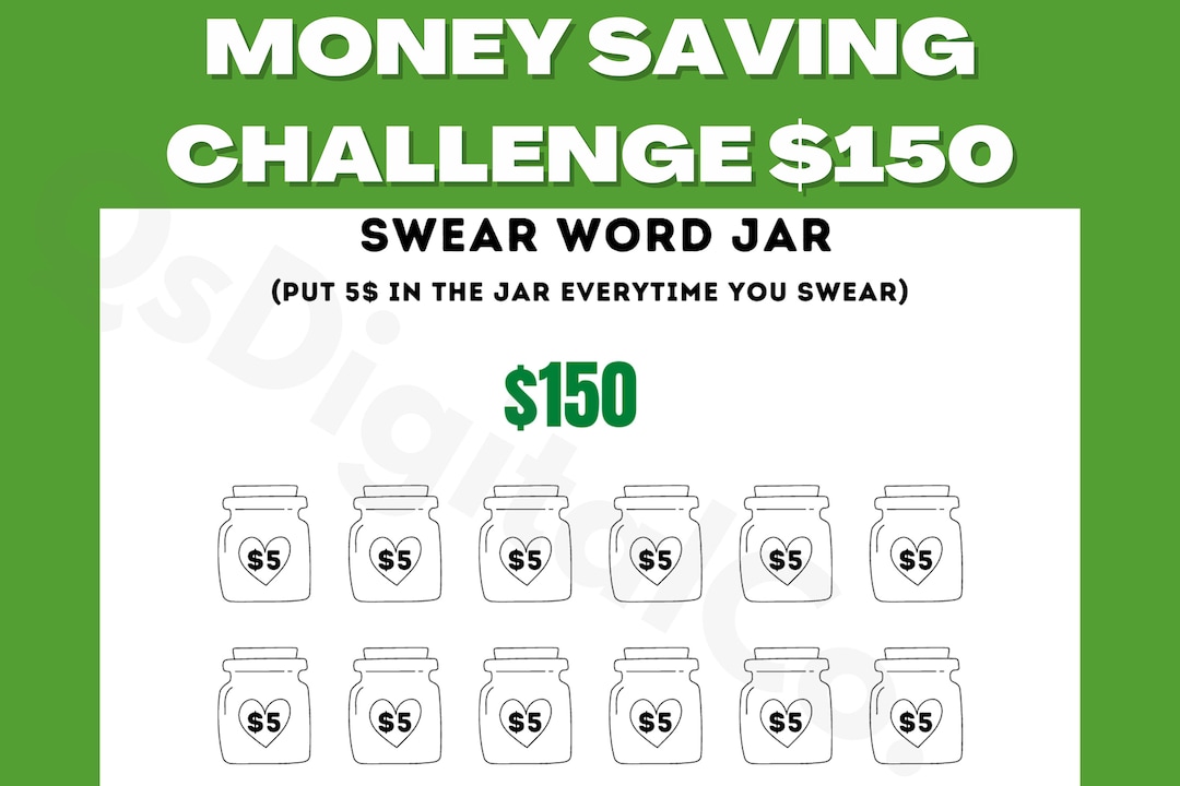 Swearing Jar Challenge Printable, Save 150 Dollars, Money Savings ...