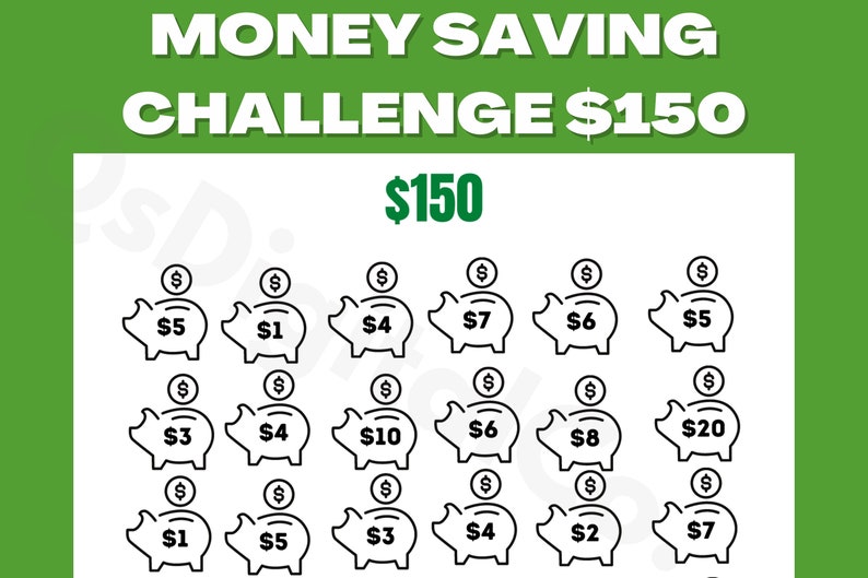Small Saving Challenge Printable, Save 150 Dollars, Money Savings ...