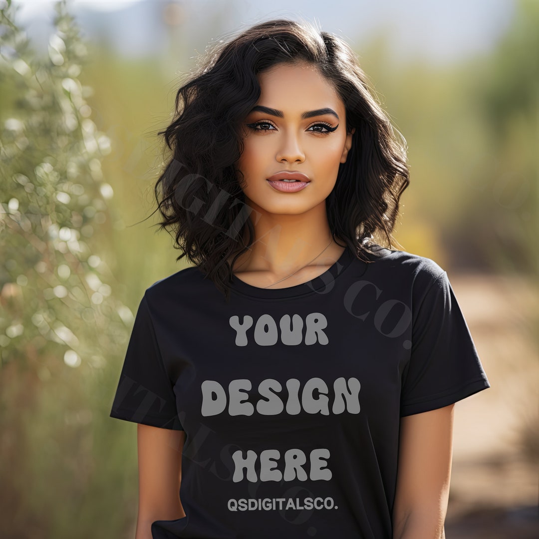 Hispanic Female Model Mockup, Bella Canvas 3001 T-shirt Mockup, Bella ...