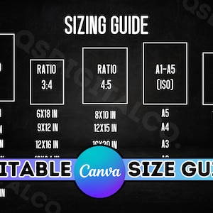 Editable Wall Art Size Guide, Print Size Guide, Wall Art Ratio Guide ...