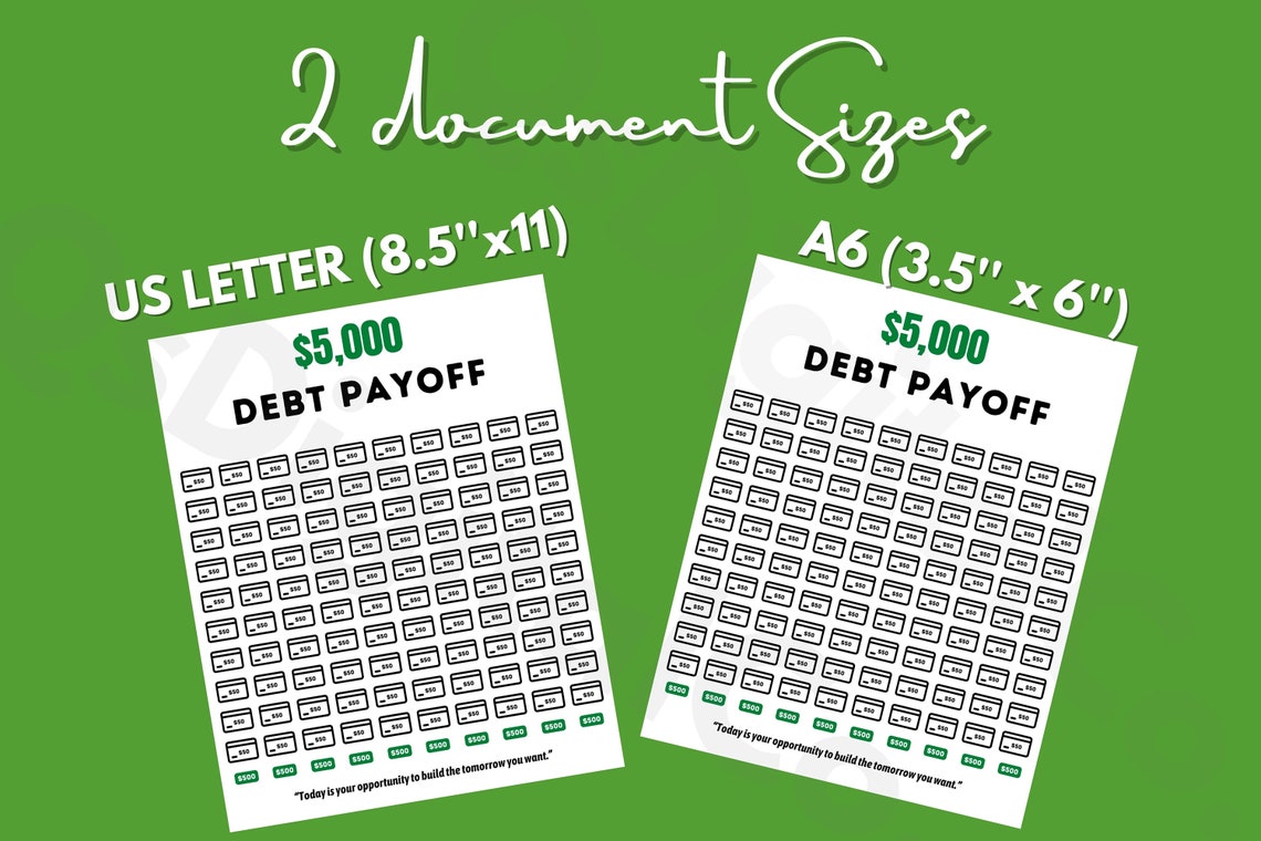 Debt Payoff Challenge Printable, Save 5000, 5K Debt Free Saving, Money ...
