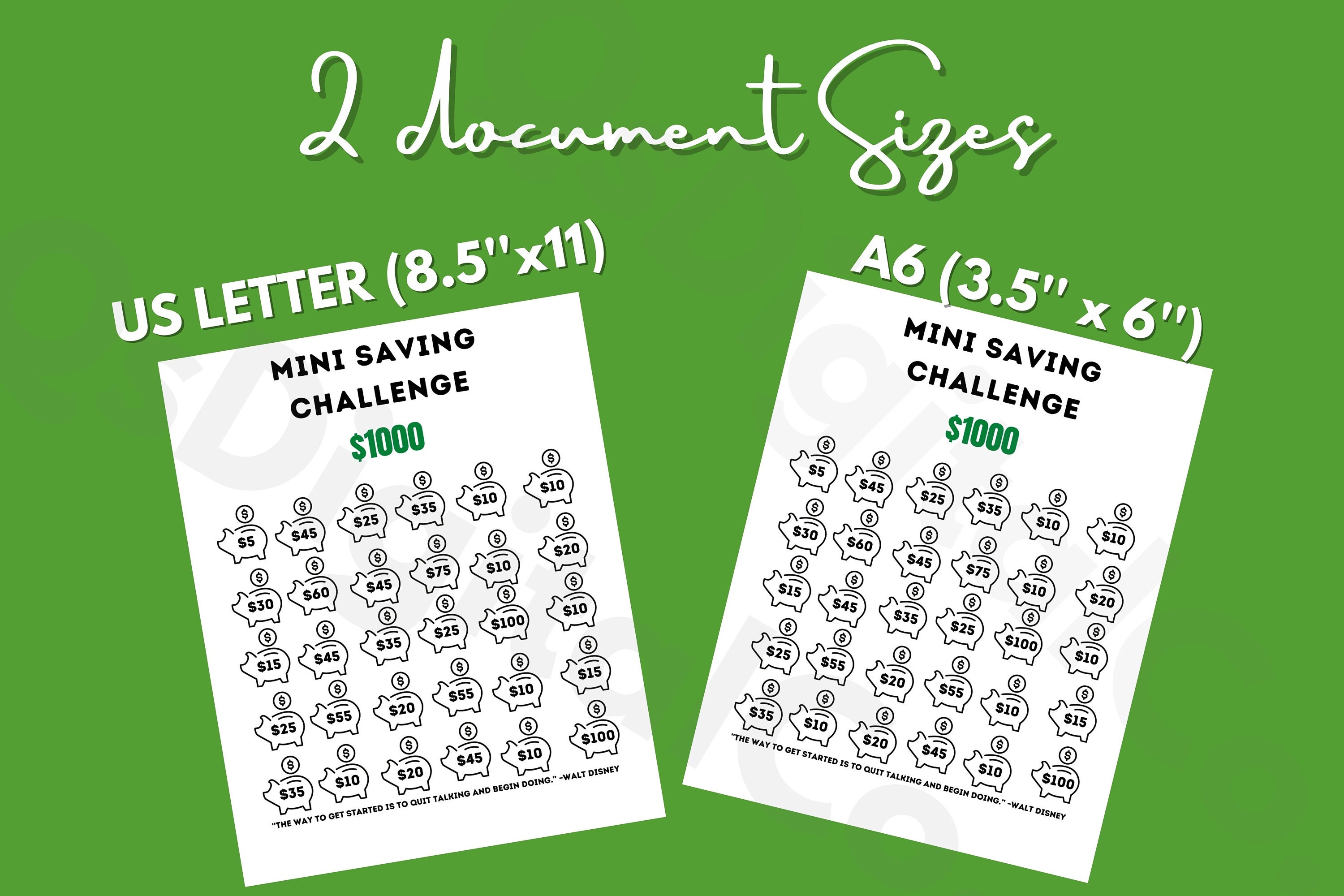 1K Saving Challenge Printable, Save 1000 Dollars, Money Savings ...