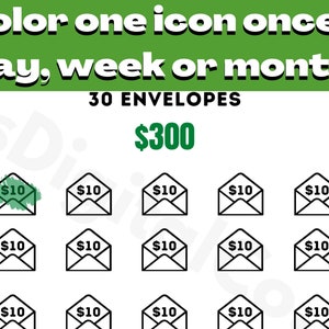 30 Envelopes Saving Challenge Printable, Save 300 Dollars, Money ...