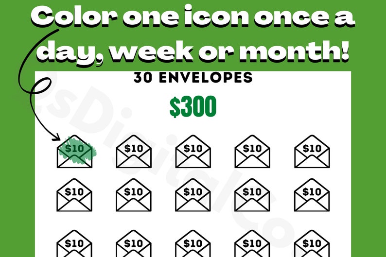 30 Envelopes Saving Challenge Printable, Save 300 Dollars, Money ...