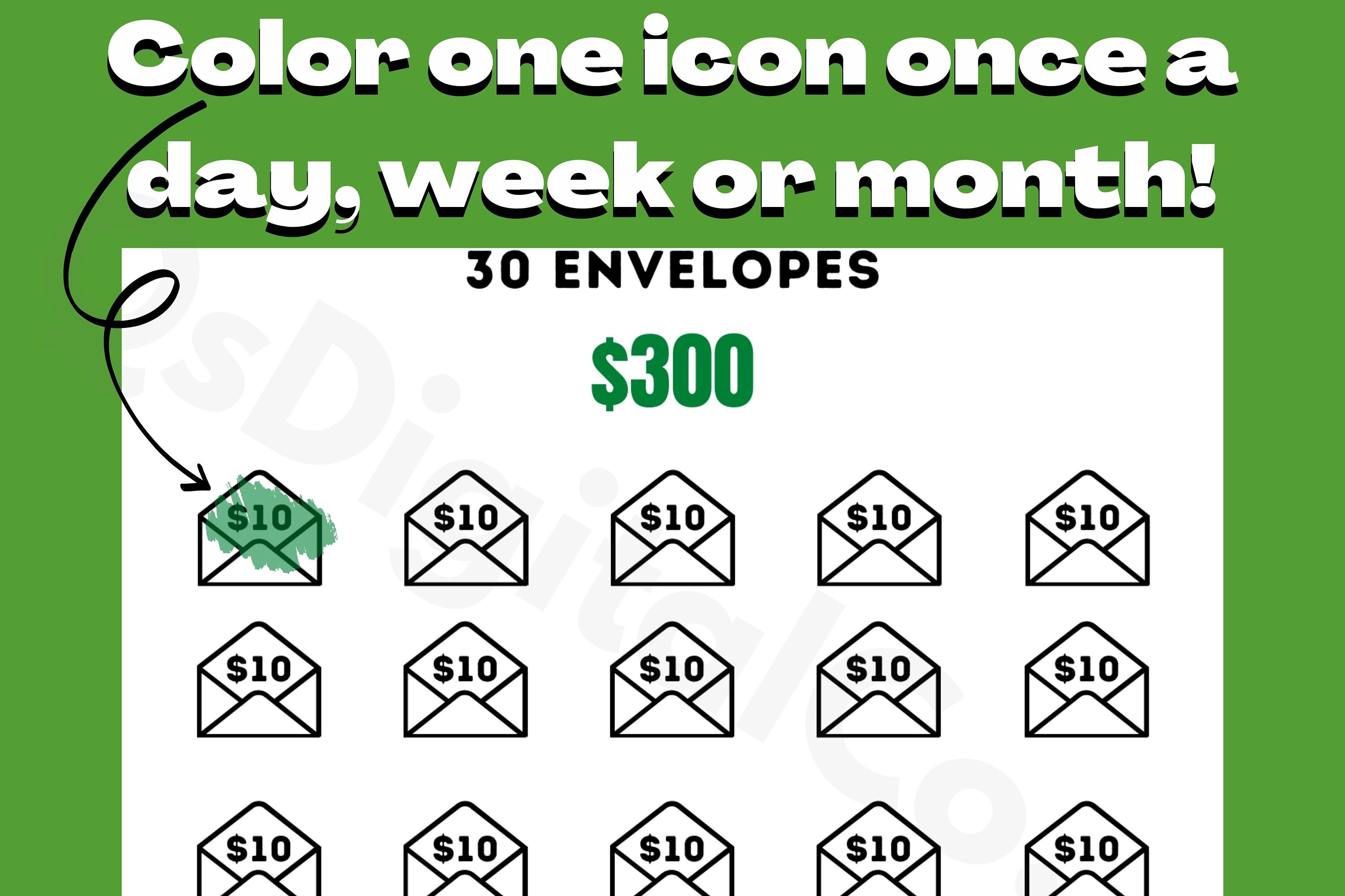 30 Envelopes Saving Challenge Printable, Save 300 Dollars, Money ...