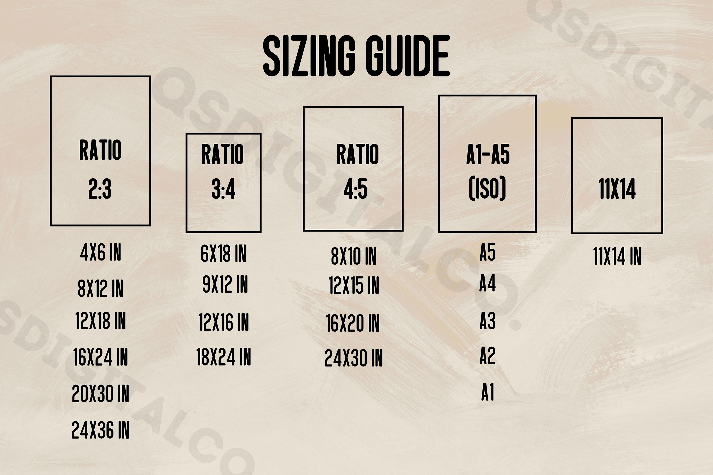 Wall Art Size Guide, Print Size Guide, Wall Art Ratio Guide, Frame Size ...
