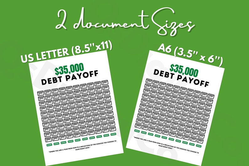 35K Debt Payoff Challenge Printable, Save 35000 Dollars, No Debt Money ...