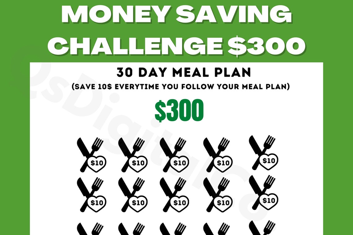 30 Day Meal Plan Challenge Printable, Save 300 Dollars in 30 Days ...