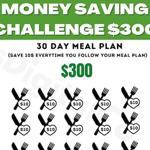 30 Day Meal Plan Challenge Printable, Save 300 Dollars in 30 Days ...