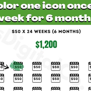 1.2K Saving Challenge Printable, Save 12000 Dollars in 6 Months, Money ...