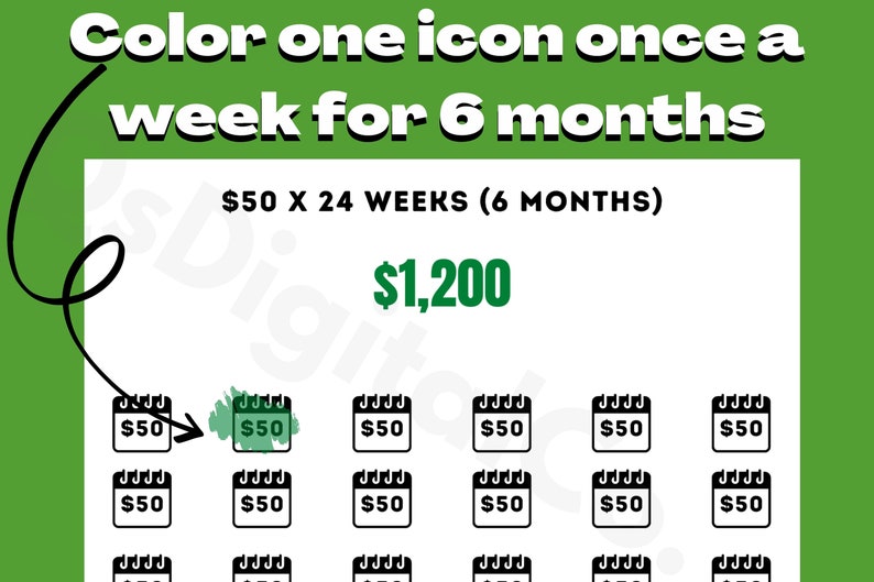 1.2K Saving Challenge Printable, Save 12000 Dollars in 6 Months, Money ...