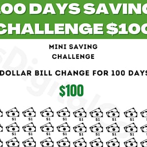 100 Envelope Challenge Printable, Save 100 Dollars in 100 Days, Money ...