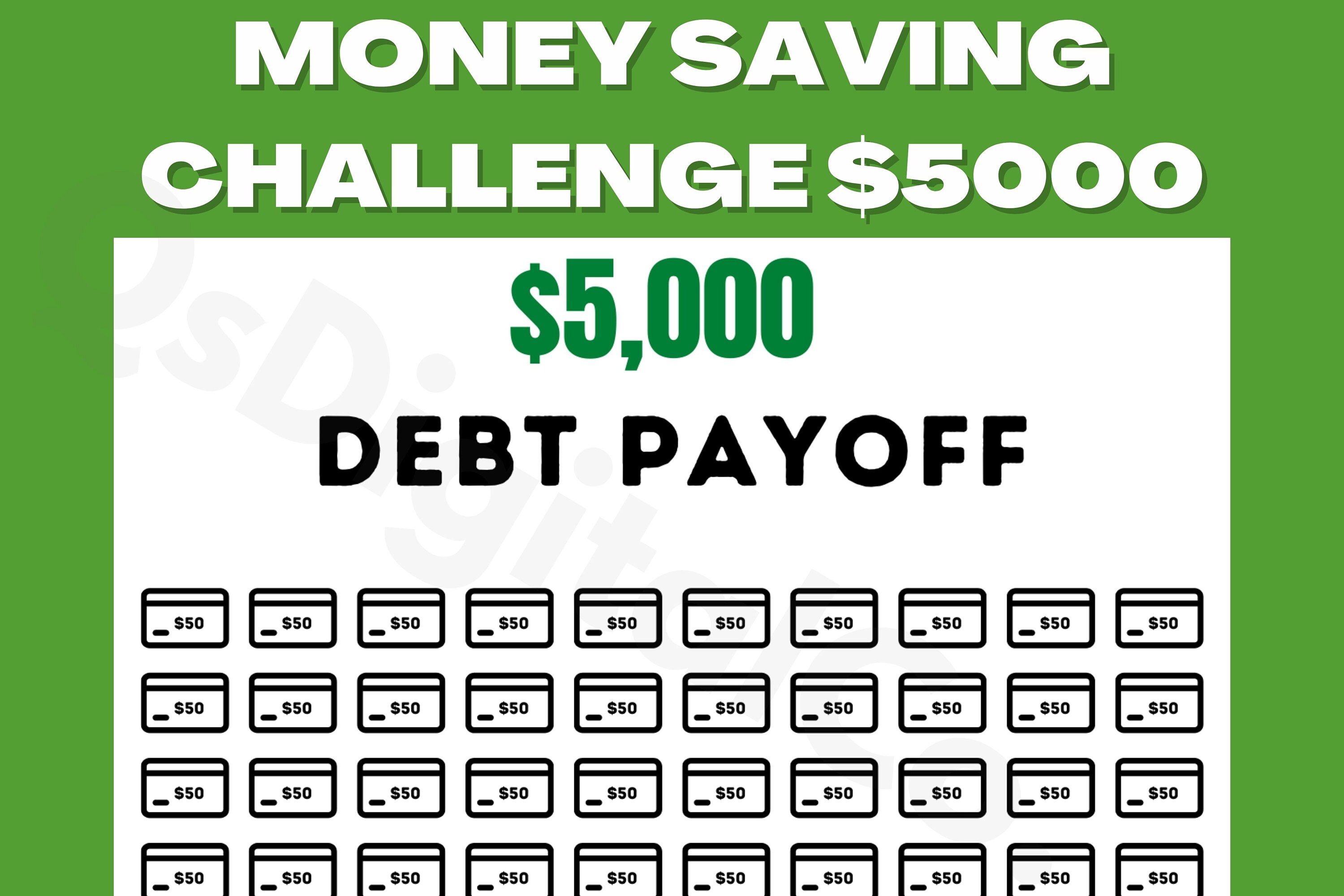 Debt Payoff Challenge Printable, Save 5000, 5K Debt Free Saving, Money ...