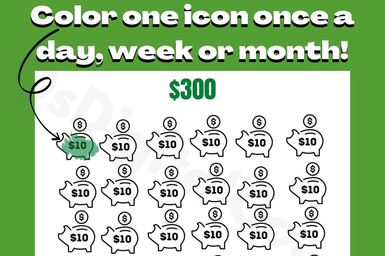 Small Money Saving Challenge Printable, Save 300 Dollars, Money Savings ...