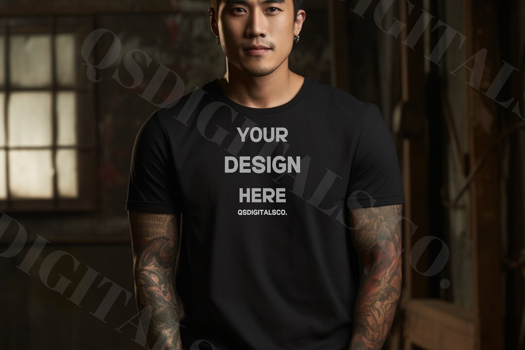 Asian Male Model Mockup, Bella Canvas 3001 Tshirt Mockup, Bella Canvas ...