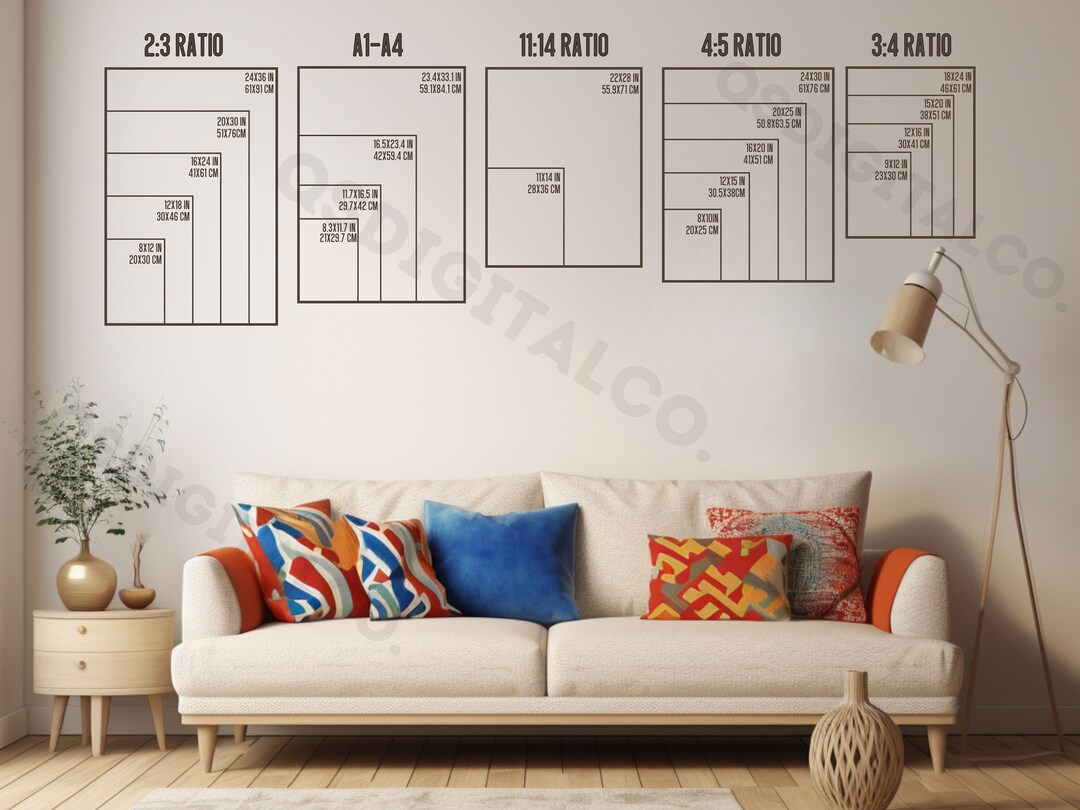 Wall Art Size Guide, Print Size Guide, Wall Art Ratio Guide, Frame Size ...