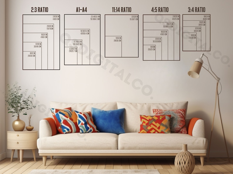 Wall Art Size Guide, Print Size Guide, Wall Art Ratio Guide, Frame Size ...