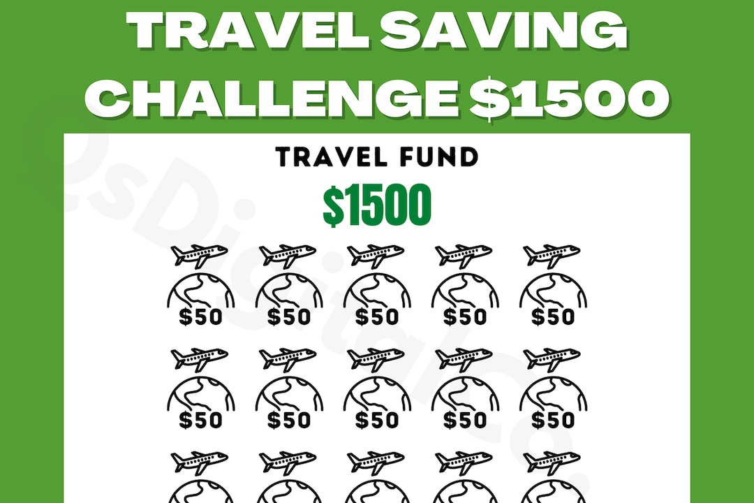 1.5K Travel Fund Challenge Printable, Save 1500 Dollars, Money Savings ...