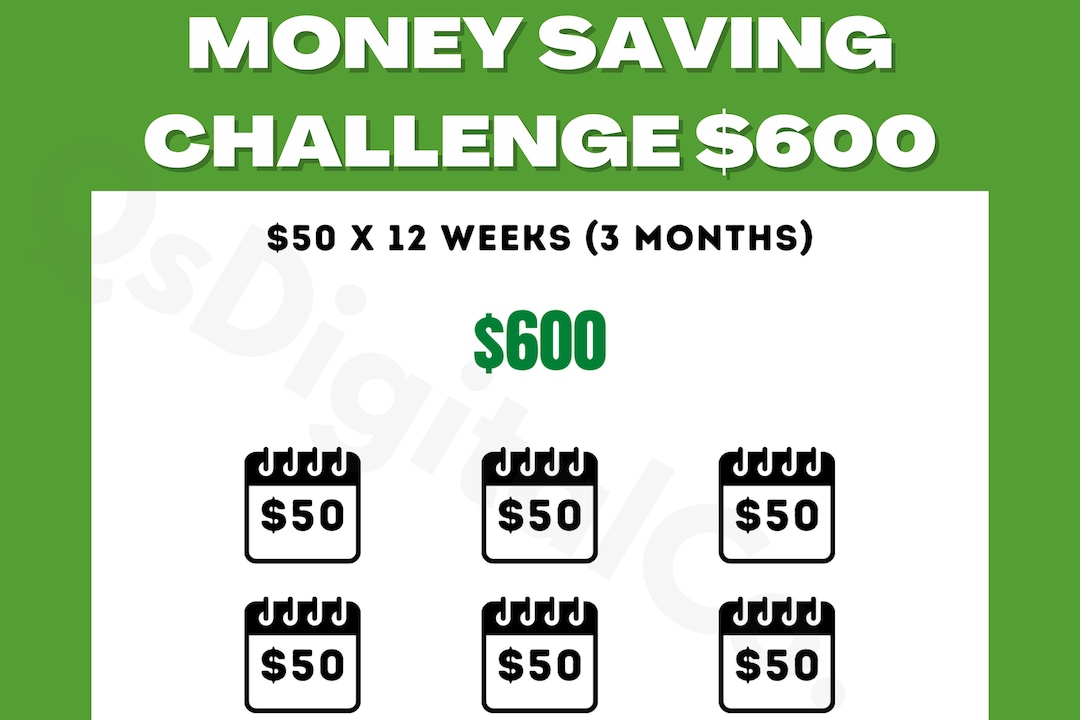 Money Saving Challenge Printable, Save 600 Dollars in 12 Weeks, Money ...
