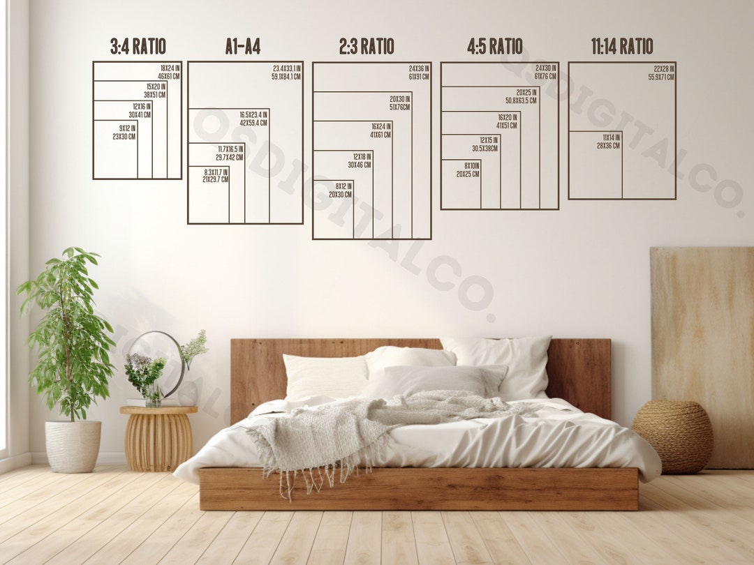 Wall Art Size Guide, Print Size Guide, Wall Art Ratio Guide, Frame Size ...