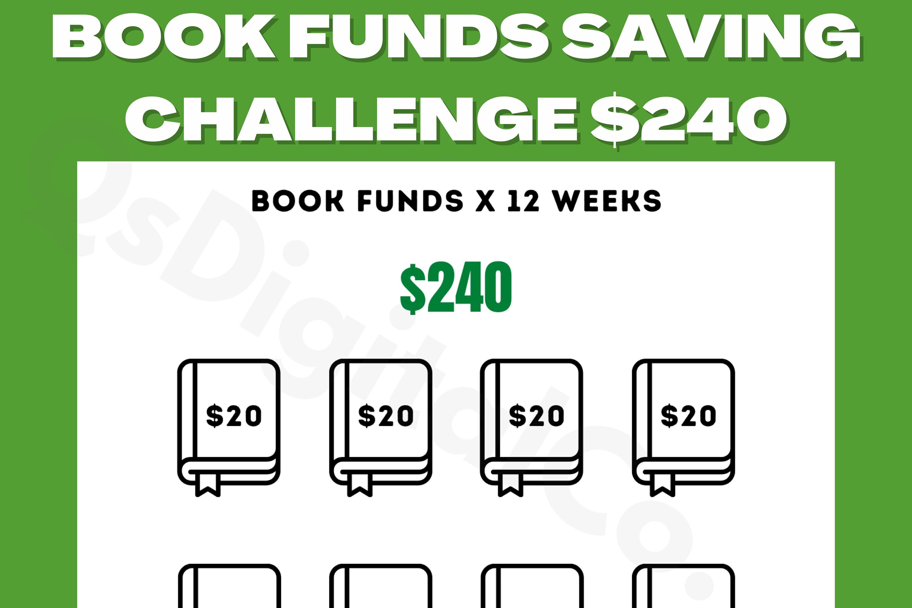 Book Funds Challenge Printable, Save 240 Dollars in 12 Weeks, Money ...