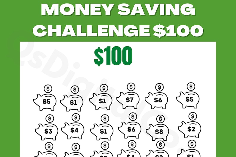 Mini Saving Challenge Printable, Save 100 Dollars in 30 Days, Money ...