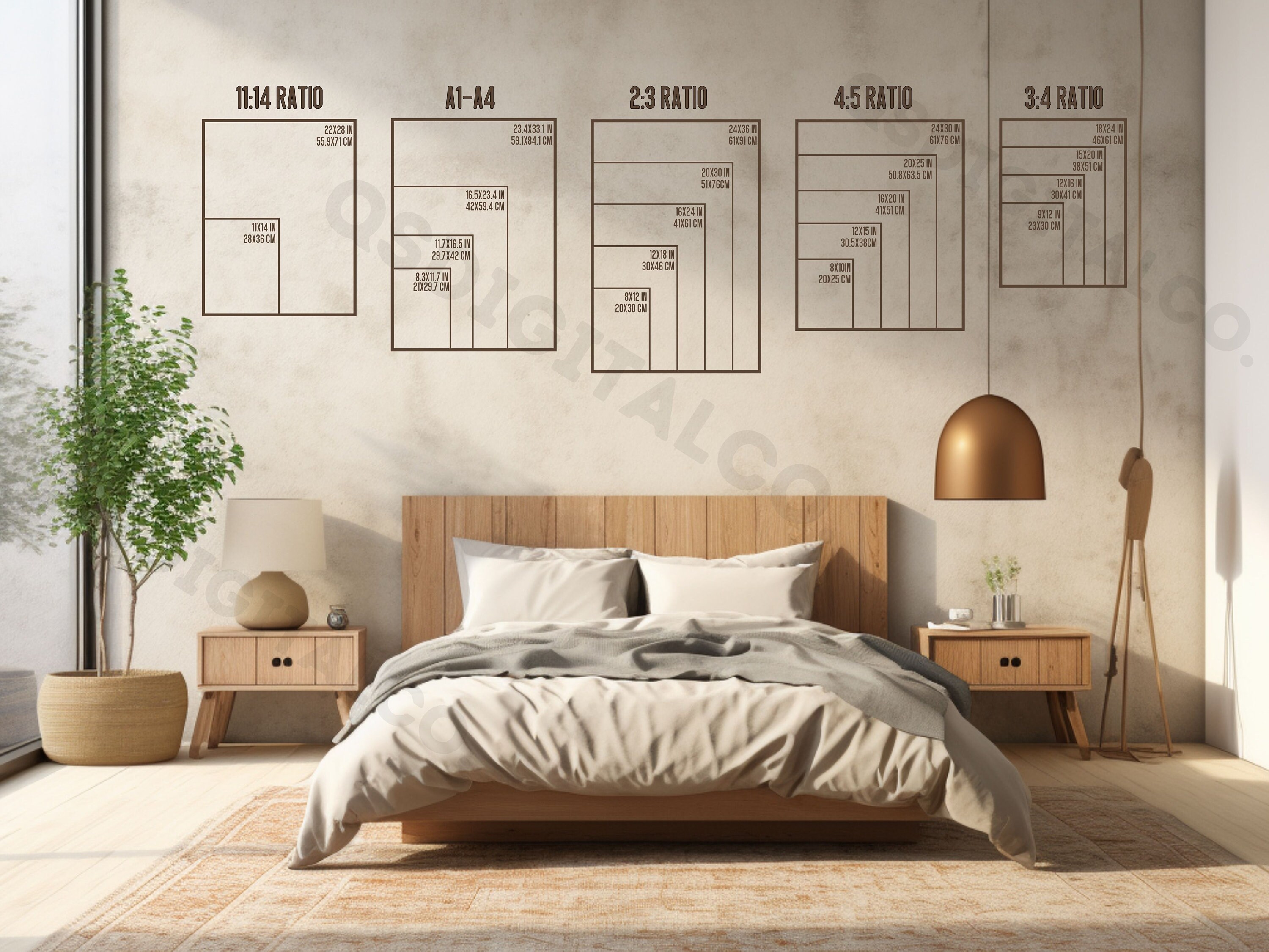 Wall Art Size Guide, Print Size Guide, Wall Art Ratio Guide, Frame Size ...