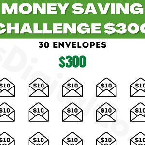 30 Envelopes Saving Challenge Printable, Save 300 Dollars, Money ...