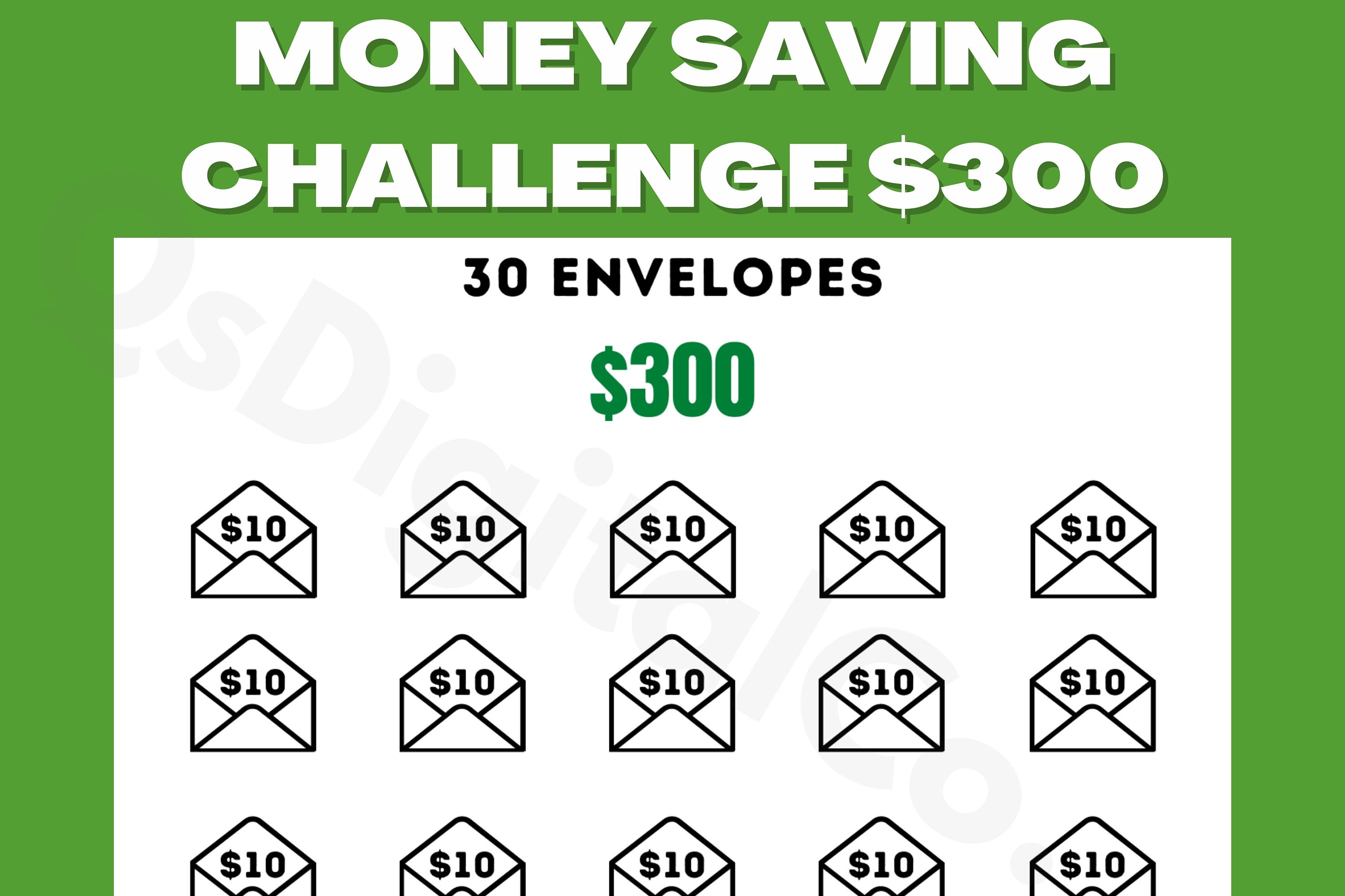 30 Envelopes Saving Challenge Printable, Save 300 Dollars, Money ...