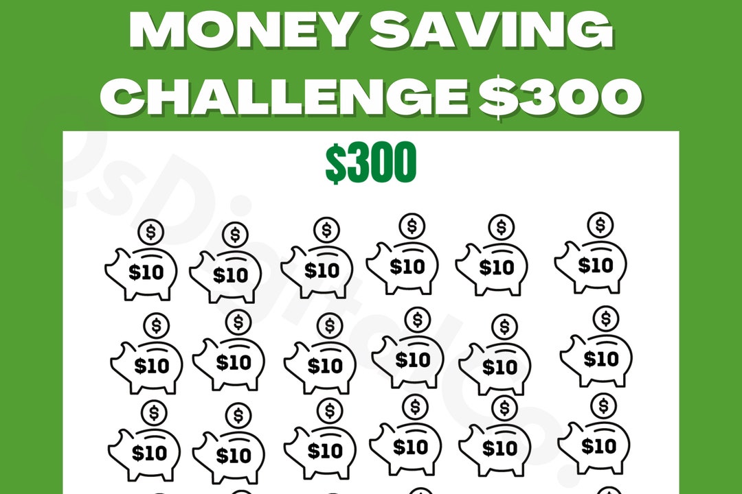 Small Money Saving Challenge Printable, Save 300 Dollars, Money Savings ...