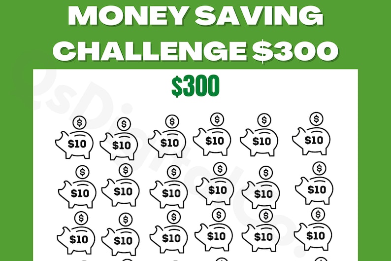 Small Money Saving Challenge Printable, Save 300 Dollars, Money Savings Challenge, Budget ...